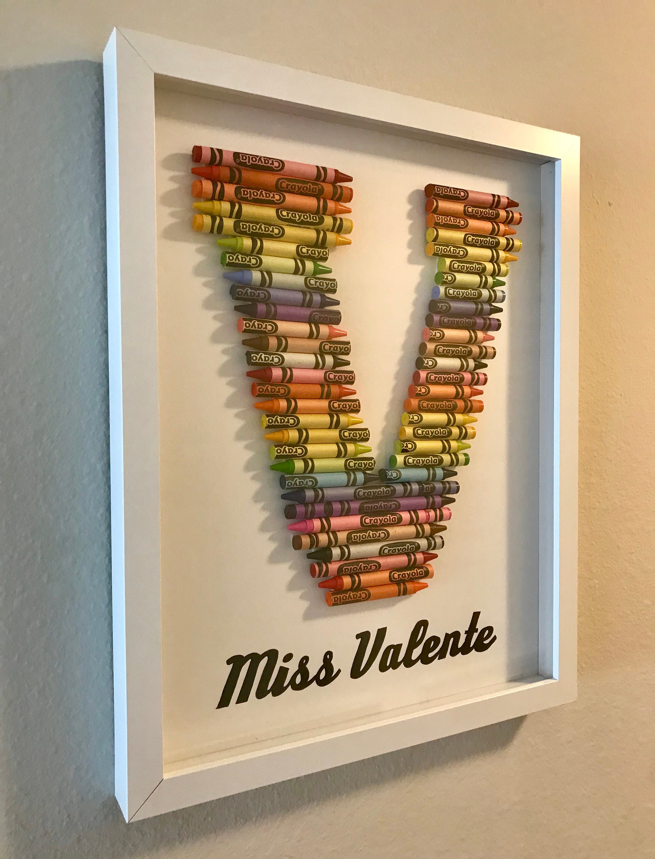 Handmade Teacher's Crayon Letter/ Name, 11"x14" Framed - Etsy