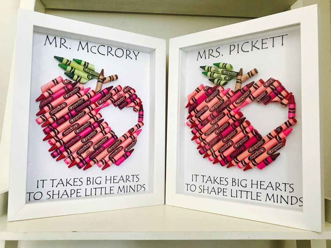 Handmade Teacher's Apple Crayon & Name, 10"x8" Framed - Etsy
