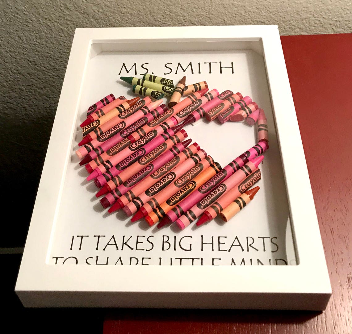 Handmade Teacher's Apple Crayon & Name 10x8 | Etsy