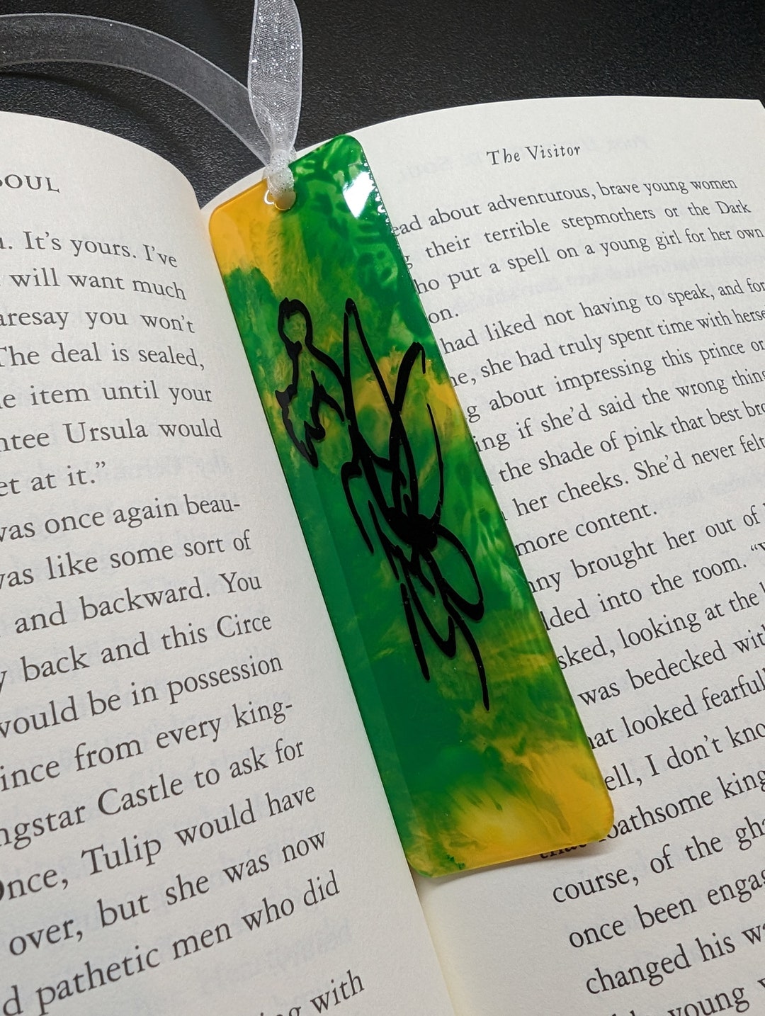 Acrylic Tinker Bell Bookmark, Resin Page Holder, Fantasy Green Fairy ...