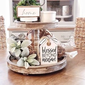Blessed Beyond Measure Wood Tag | Tiered Tray Sign| Tiered Tray Decor ...