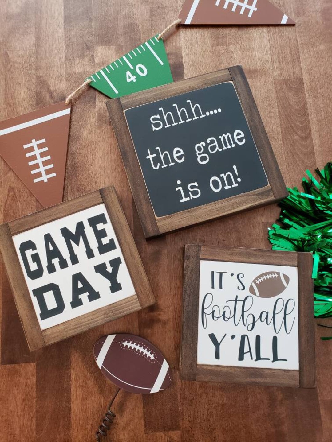 Game Day. Framed Wood Sign. Football Sign. Football Decor .tiered Tray ...