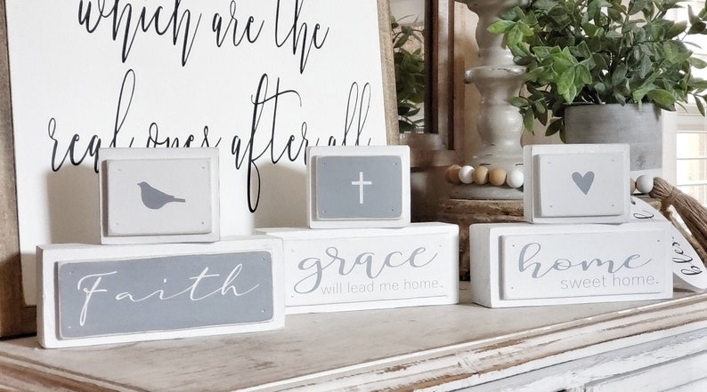 Stacked Block Set Block Sign Shelf Sitter Sign Tiered | Etsy