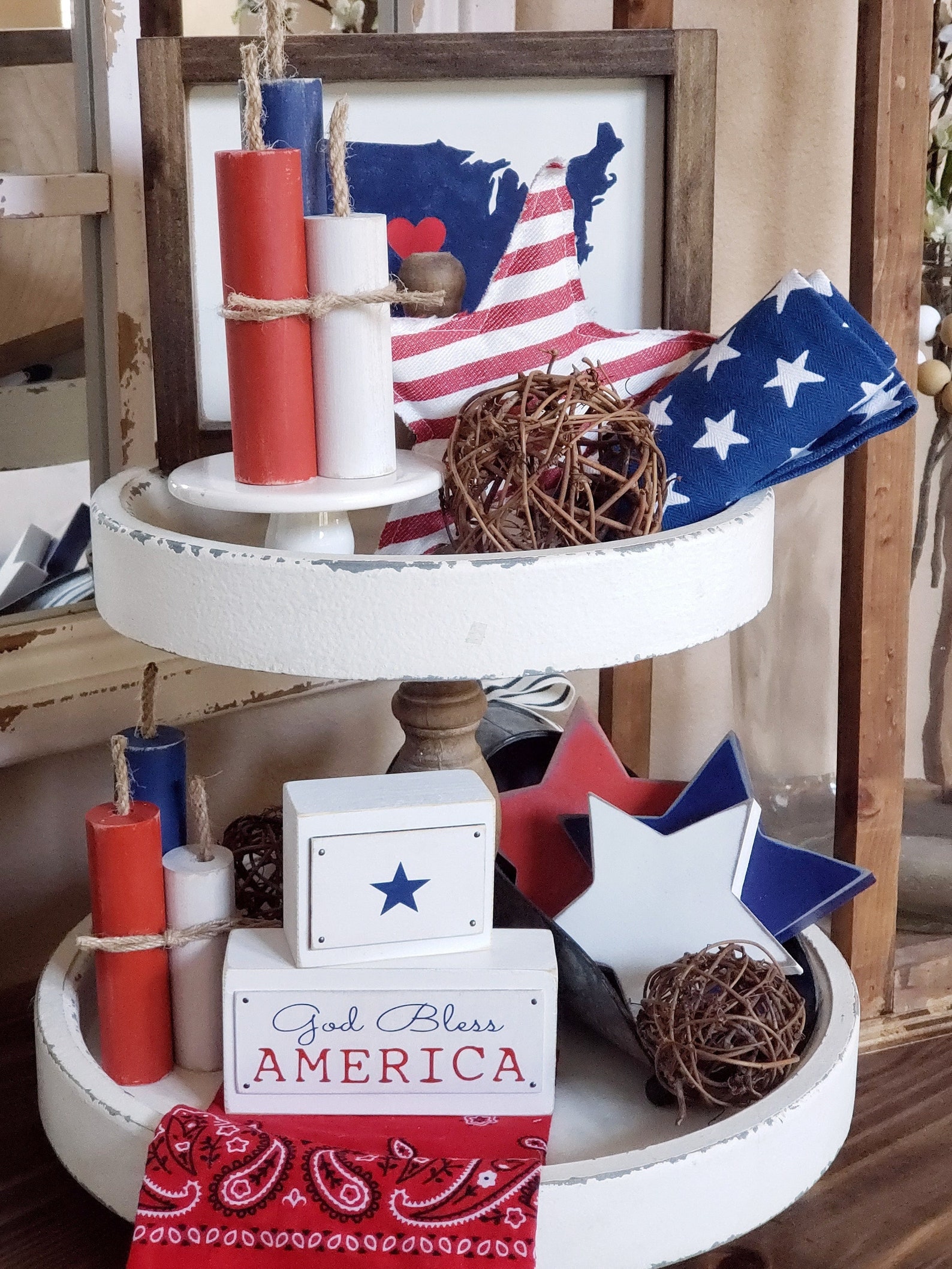 God Bless America Block Set Tiered Tray Sign Tiered Tray - Etsy