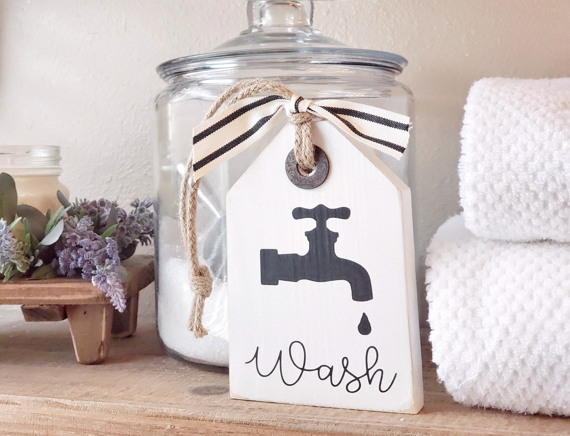 Wash Tag Wood Tag Wash Sign Bathroom Decor Farmhouse - Etsy