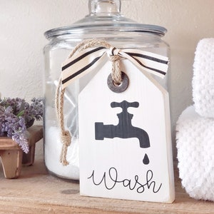 Wash Tag| Wood Tag| Wash Sign Bathroom Decor| Farmhouse Bathroom Decor ...