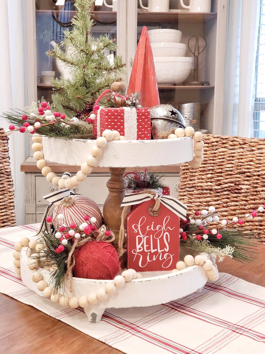 Sleigh Bells Ring Wood Tag | Tiered Tray Sign | Tiered Tray Decor ...