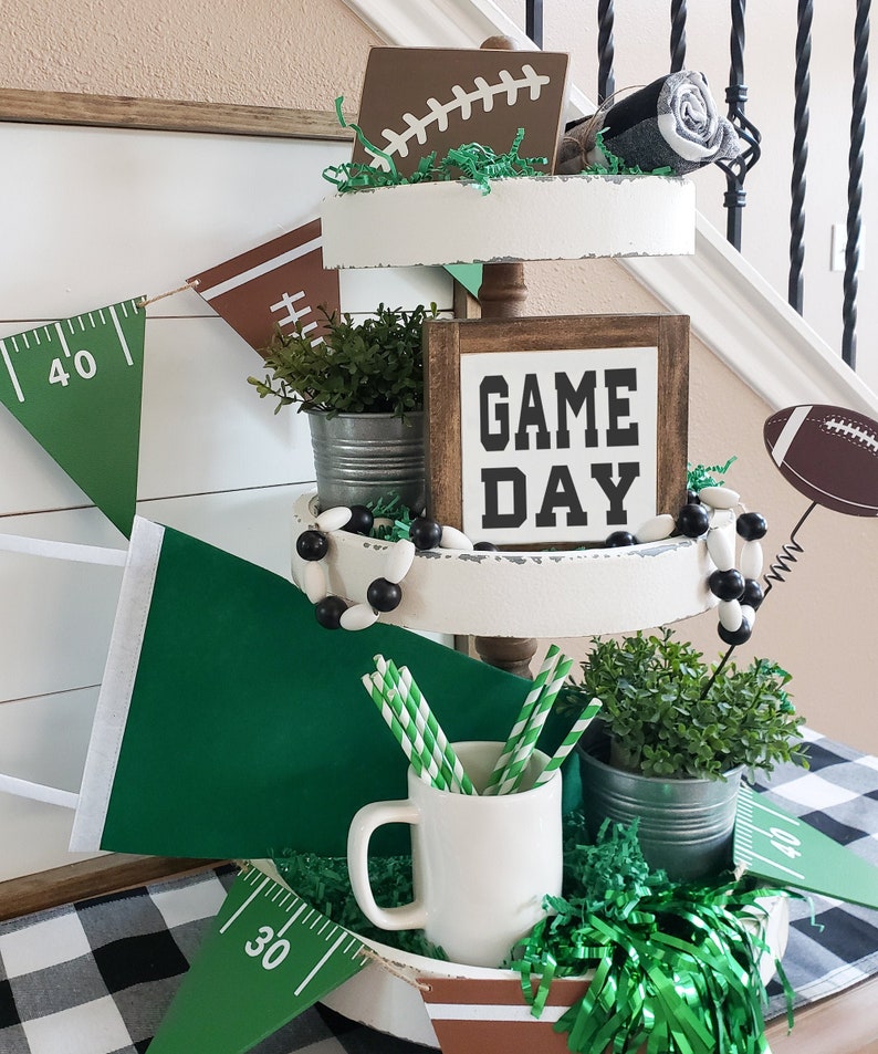 Game Day. Framed Wood Sign. Football Sign. Football Decor .tiered Tray ...