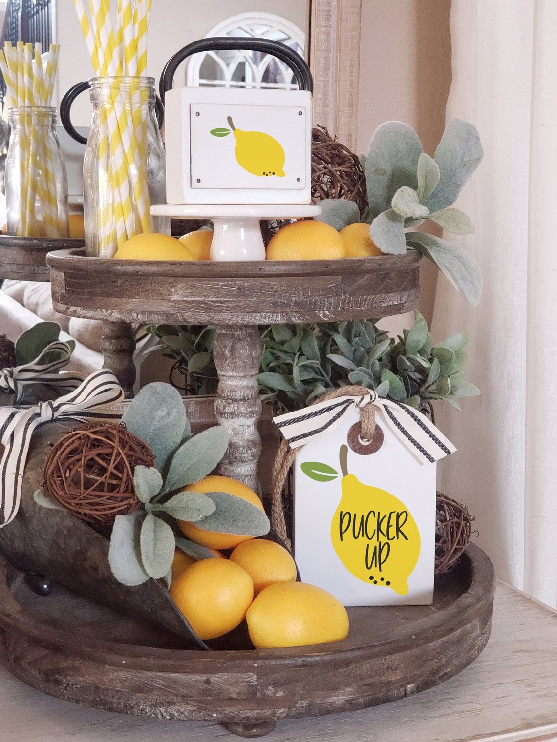 Pucker Up Wood Tag Tiered Tray Sign Tiered Tray Decor - Etsy