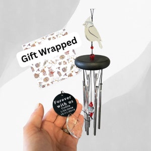 Cardinal Memorial Wind Chime Custom Teardrop Prism Silver, Sympathy ...