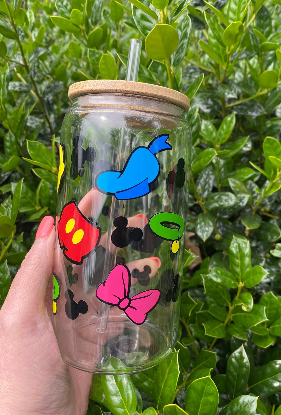 Mickey and Friends Iced Coffee, Mickey Glass Can, 16oz Libby Glass Can ...