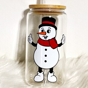 RETRO Christmas Characters Glass Cup, Retro Christms Glass Can, 16oz ...