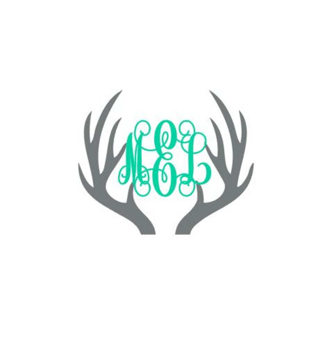 Monogrammed Deer Antlers // Deer Antlers Decal // Hunting Decal // Deer ...