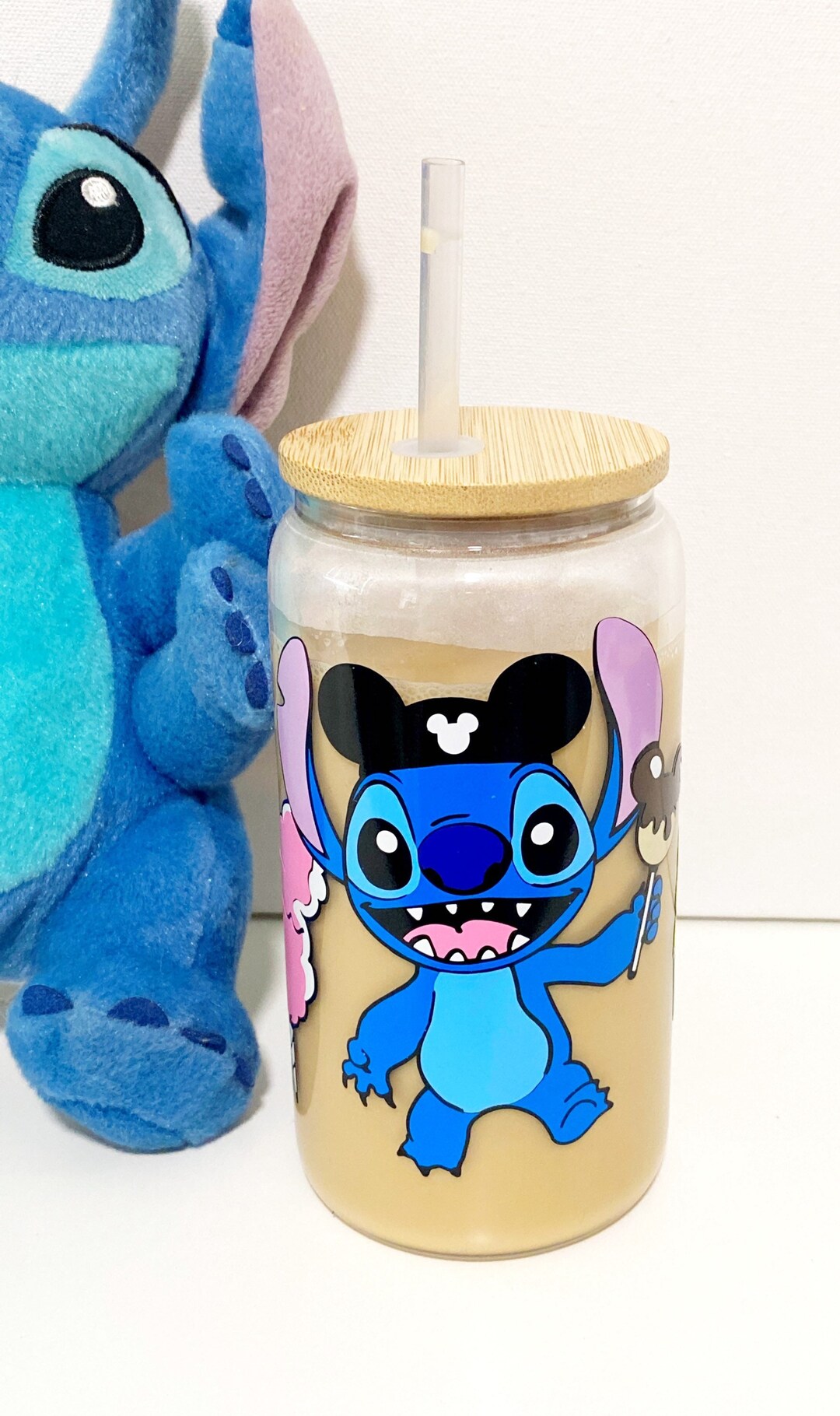 Stitch Snacks Glass Cup Stitch Glass Can 16oz Libby Glass - Etsy