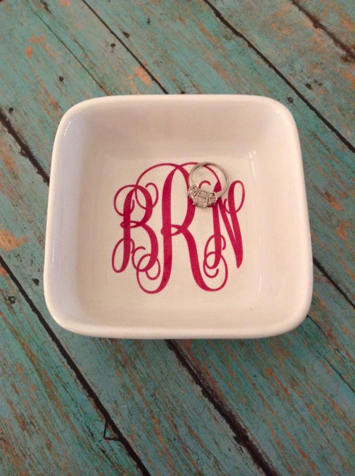 Monogrammed Ring Dish // Bridal Gift // Monogrammed Jewelry Dish ...