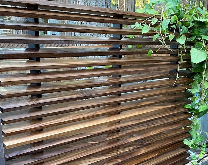 Black Walnut Modern Slatted Trellis, Louver Panels, Privacy Screen ...