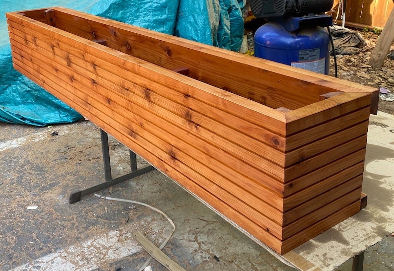 Modern Slatted Window Planter Boxes, Commercial Grade, Solid Heavy ...