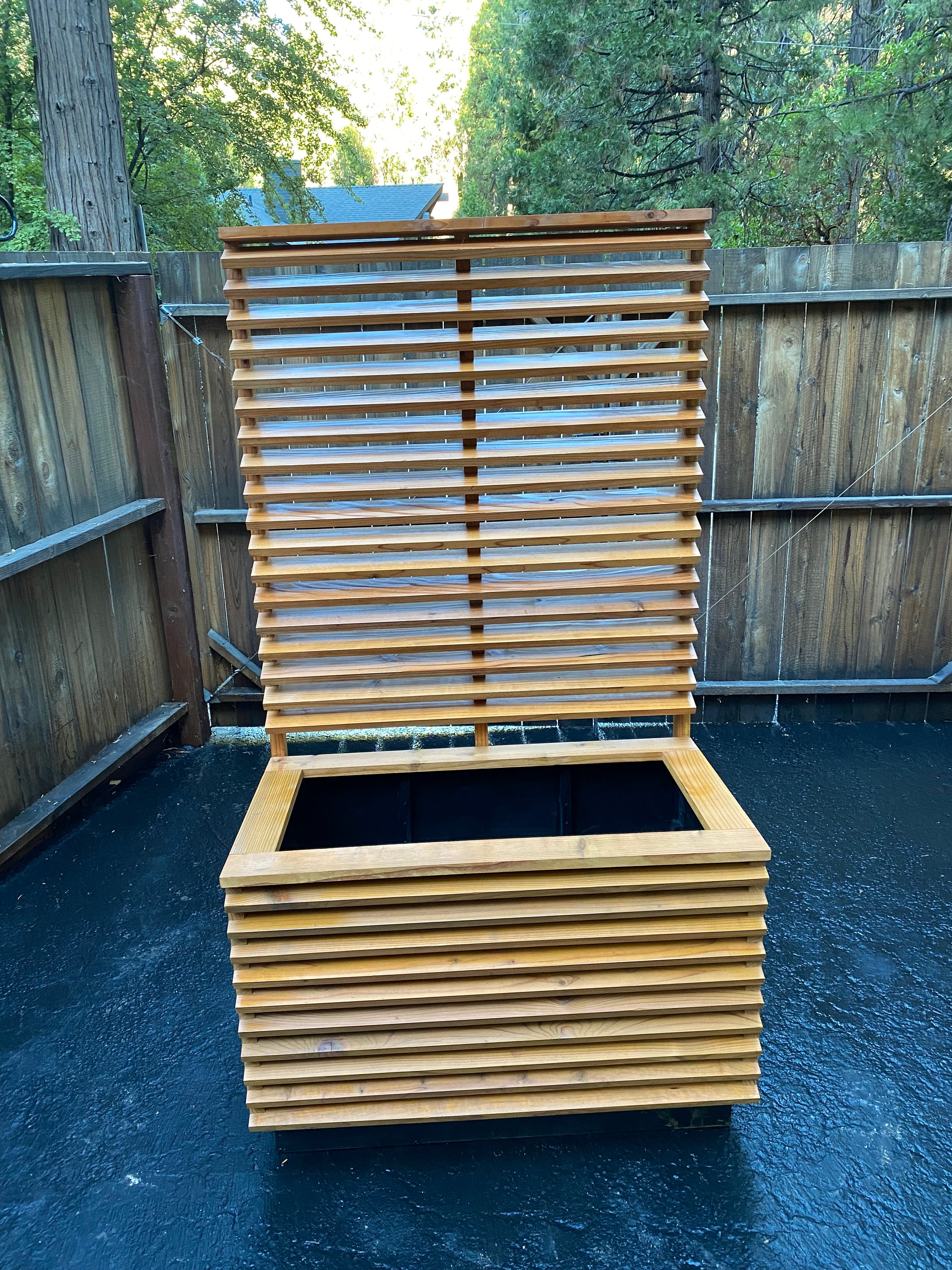Mid Century Modern Planter With Trellis, Slatted Planter, Architectural ...