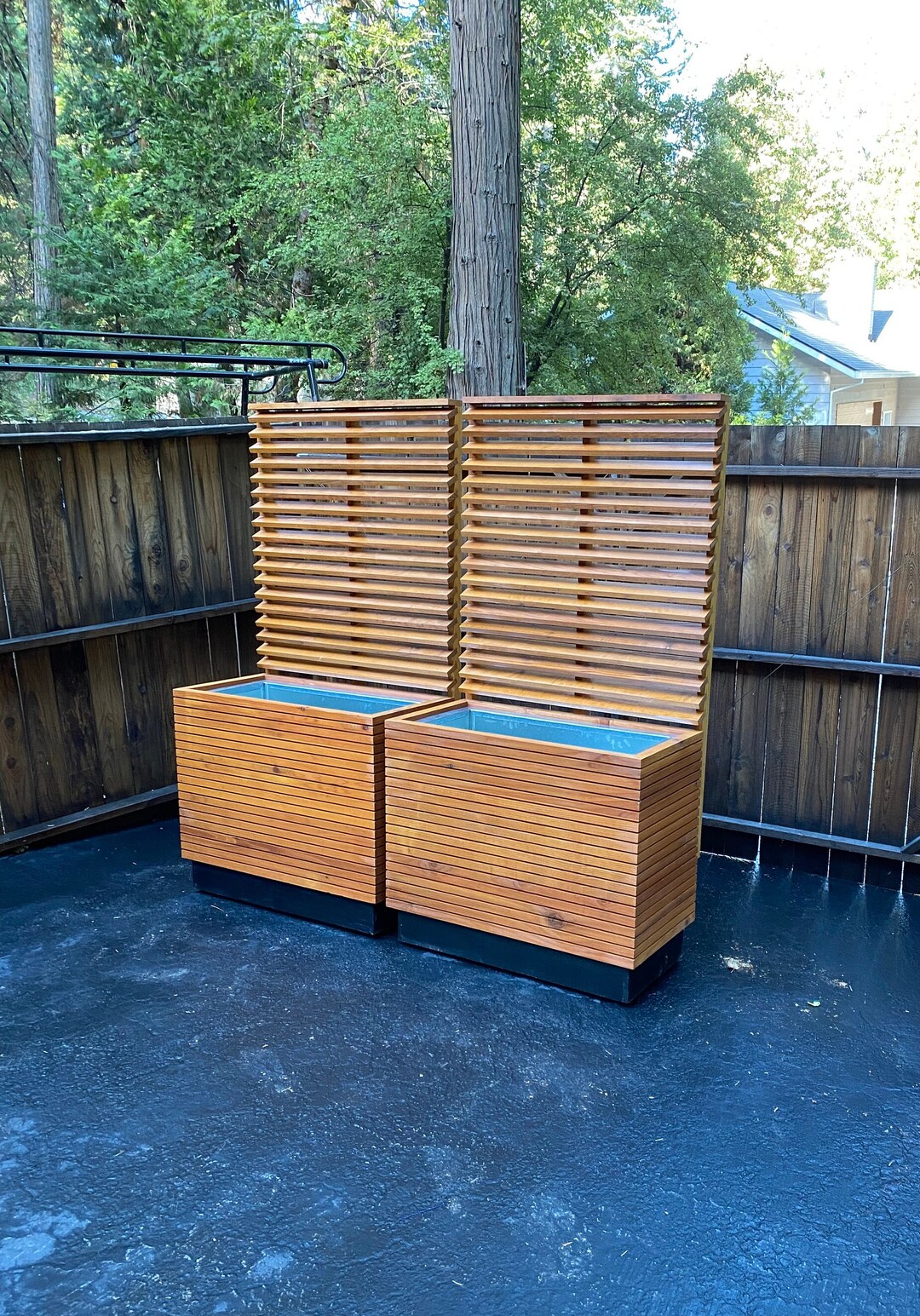 Rolling Mid Century Modern Planter With Trellis, Custom Privacy Screen ...