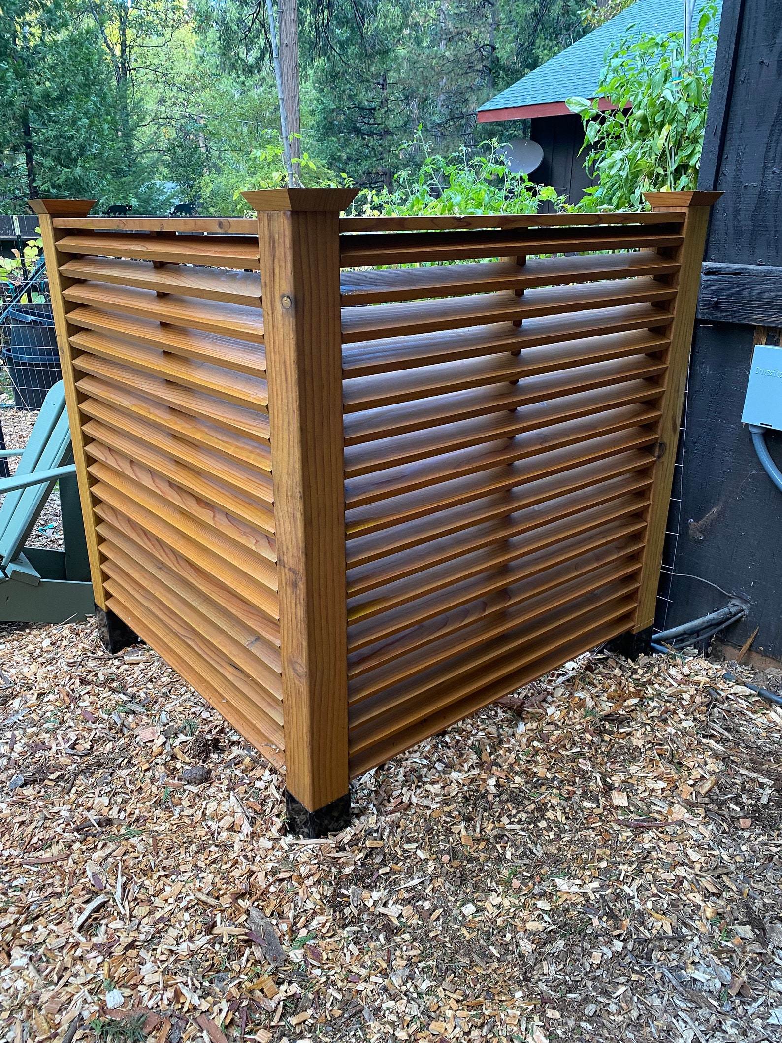 Redwood Air Conditioner Cover No-dig Kit, Garbage Can Screen, Wood ...