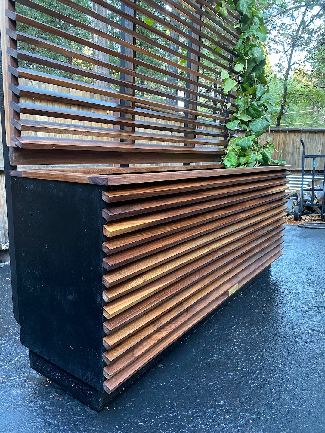 Mid Century Modern Planter With Trellis, Slatted Planter, Architectural ...