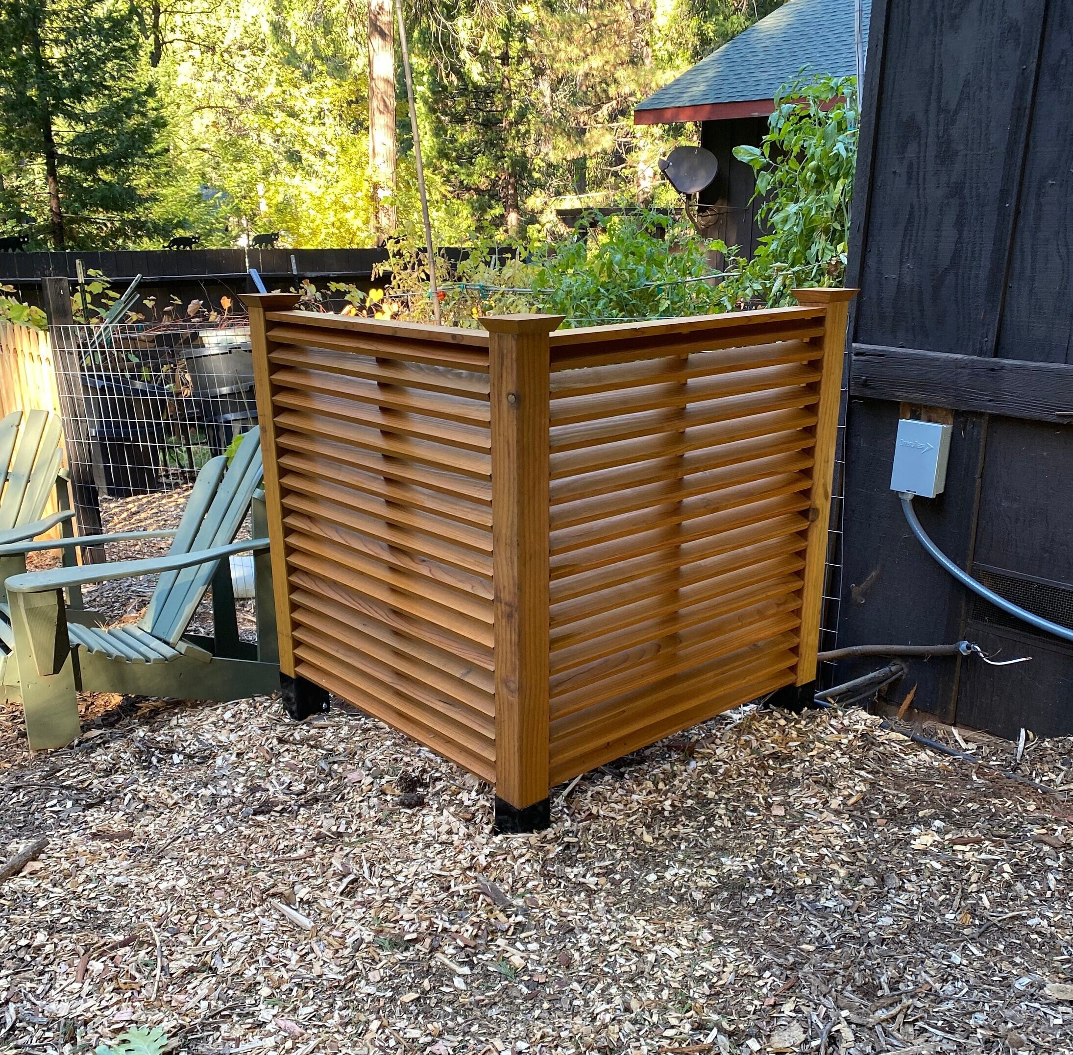 Redwood Air Conditioner Cover No-dig Kit, Garbage Can Screen, Wood ...