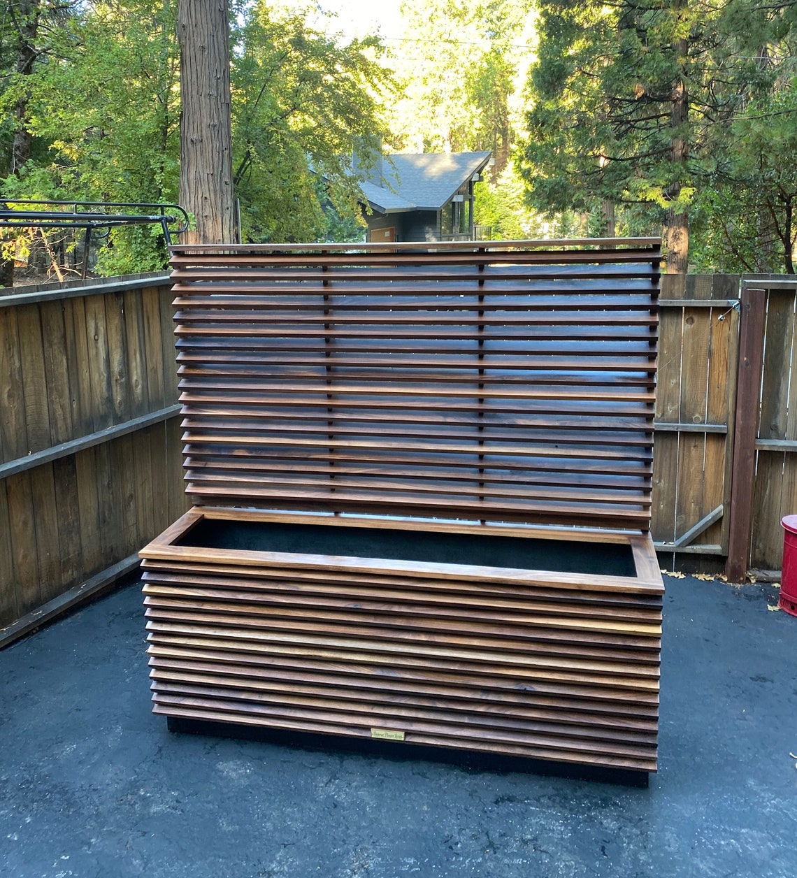 Mid Century Modern Planter With Trellis, Slatted Planter, Architectural ...