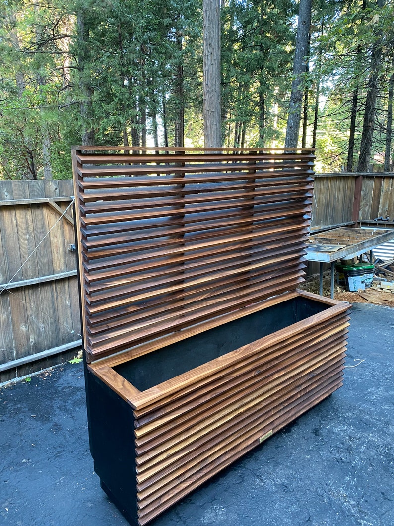 Mid Century Modern Planter With Trellis, Slatted Planter, Architectural Louvers, Ipe Brazilian ...