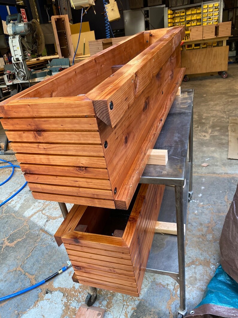 Modern Slatted Window Planter Boxes, Commercial Grade, Solid Heavy ...