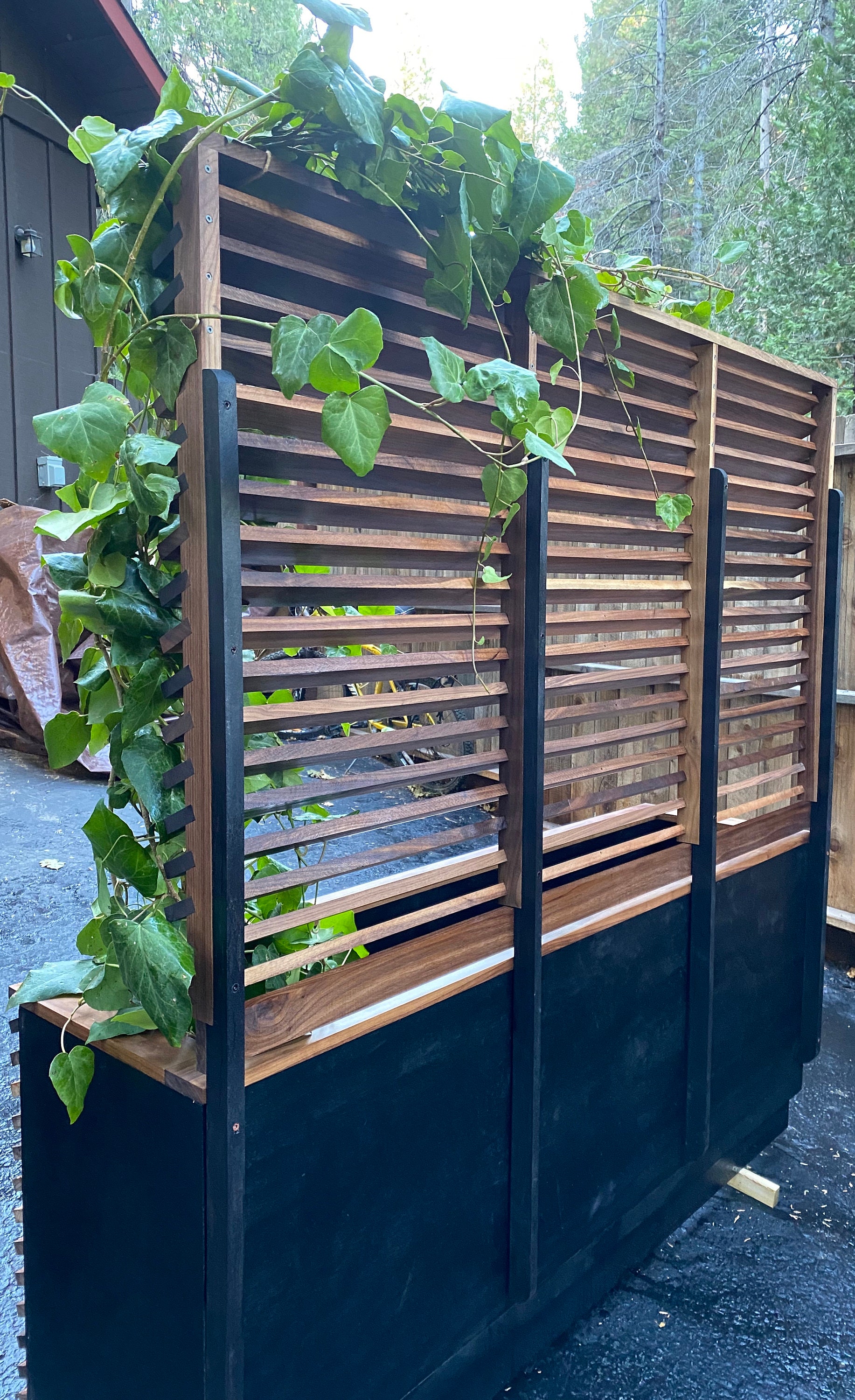 Mid Century Modern Planter With Trellis, Slatted Planter, Architectural ...