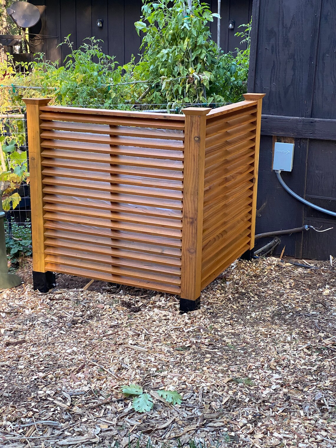 Redwood Air Conditioner Cover No-dig Kit, Garbage Can Screen, Wood ...