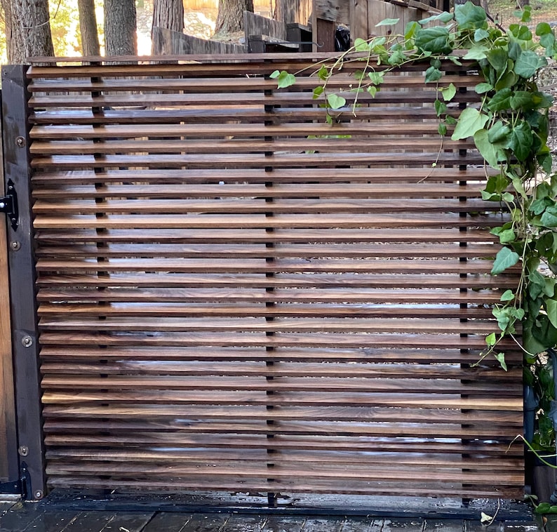 Black Walnut Modern Slatted Trellis, Louver Panels, Privacy Screen ...