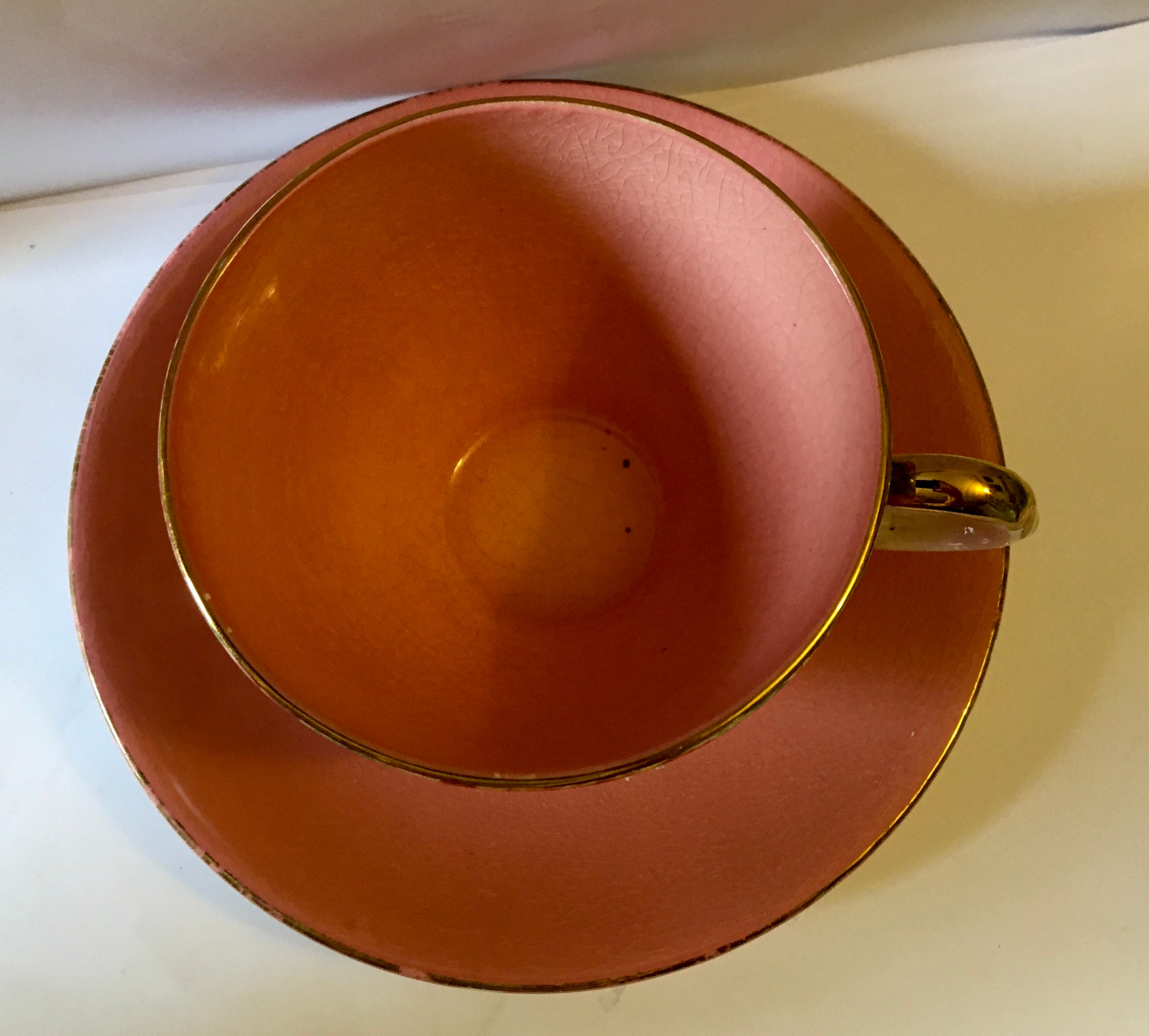 Vintage Royal Leighton Ware Pink Floral Chintz Tea Cup and Saucer 1930 ...
