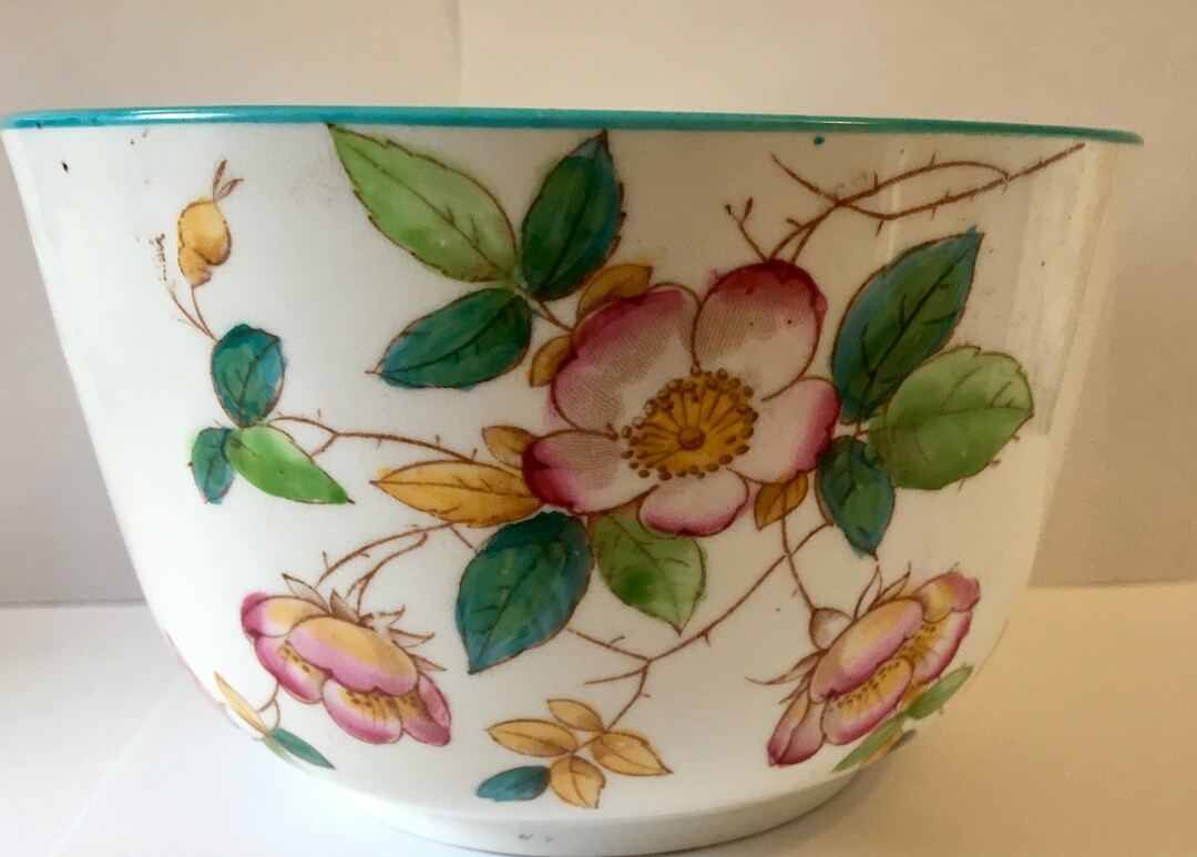 Antique 19th Century Pearlware Bowl: Hand-enameled Floral Design - Etsy
