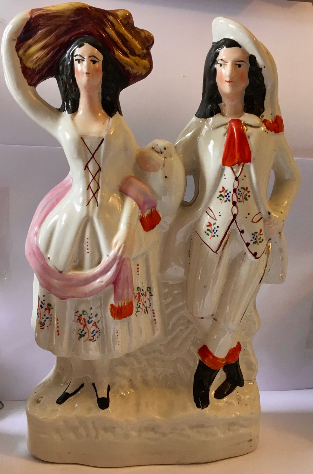 Antique Rare Large 12 Staffordshire Flat Back Figurine 1800's Fancy ...