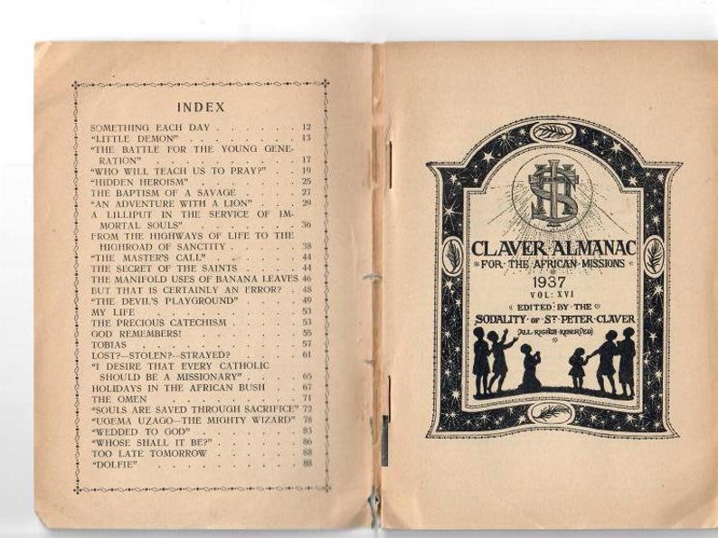 Vintage 1937 Claver Almanac for the African Mission St. Peter Claver ...