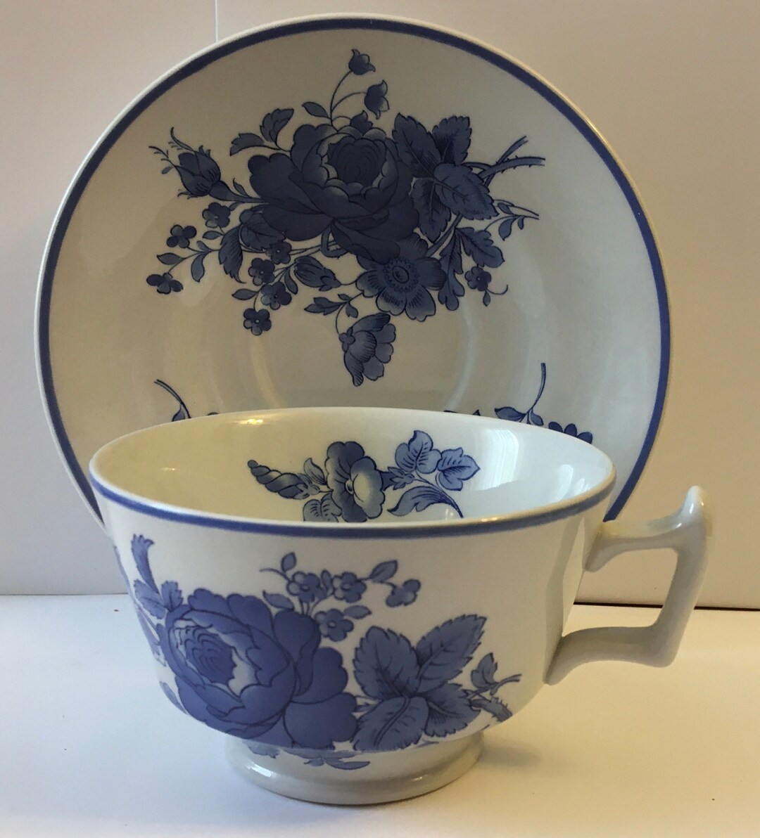 Vintage Spode Rochelle Cup & Saucer * # S3641-A0 Blue and White * FREE ...
