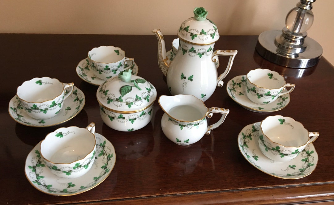 Vintage 1950's Herend Tea Set Green Clover Pattern Tea - Etsy 日本