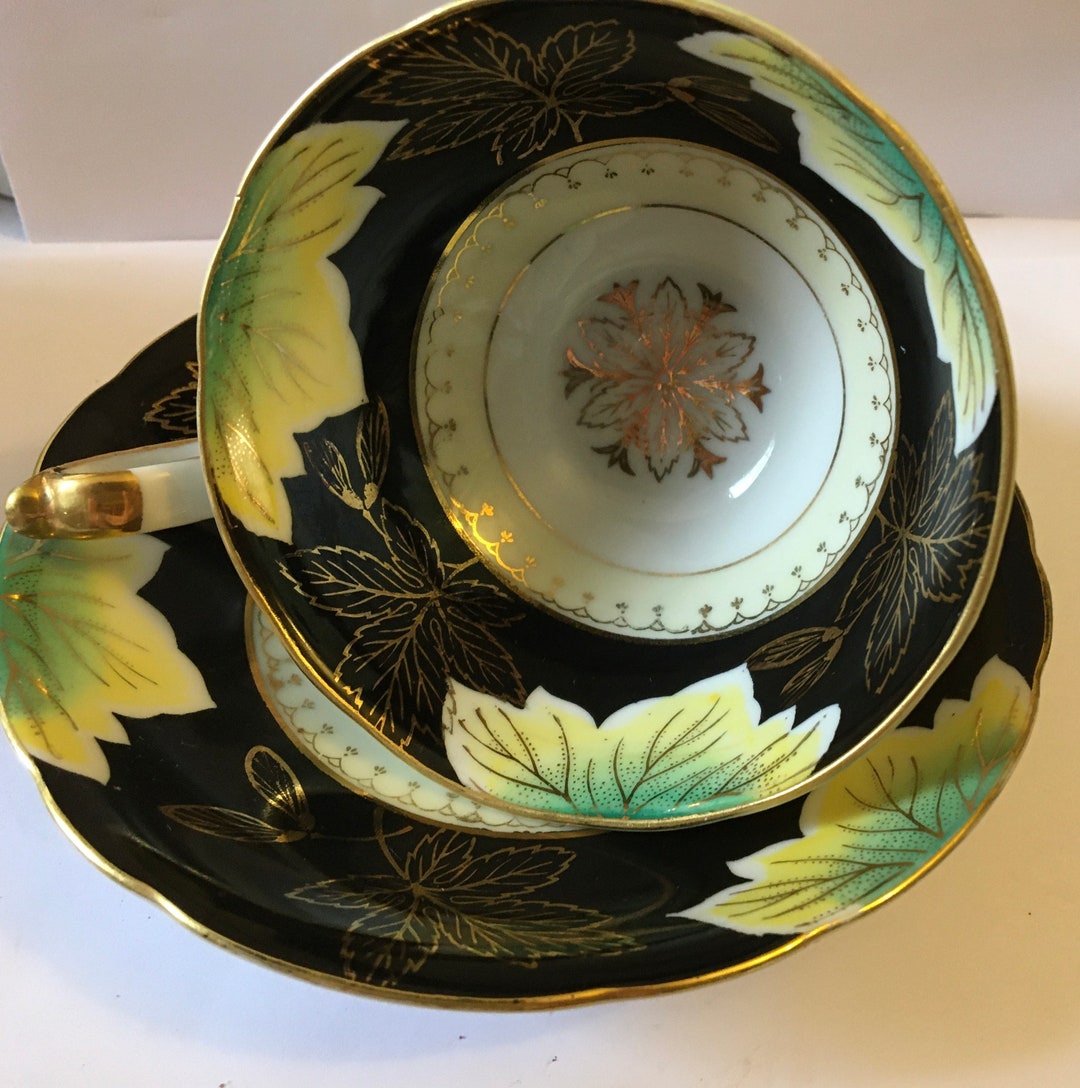 Vintage Shafford Japan Hand Decorated Footed Tea Cup and Saucer ...