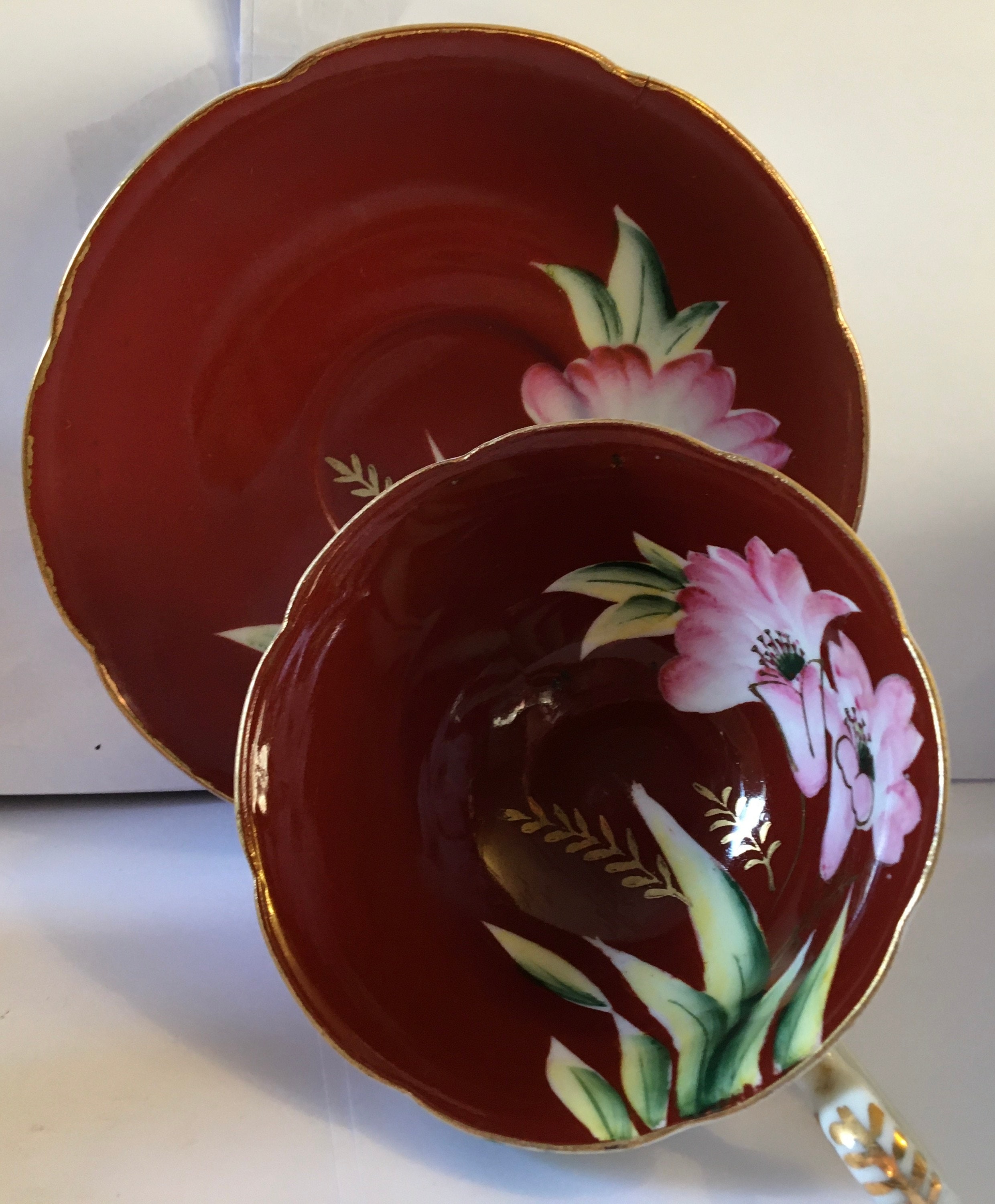 Vintage Hand Painted Occupied Japan Tea Cup and Saucer 1945-1952 FREE ...
