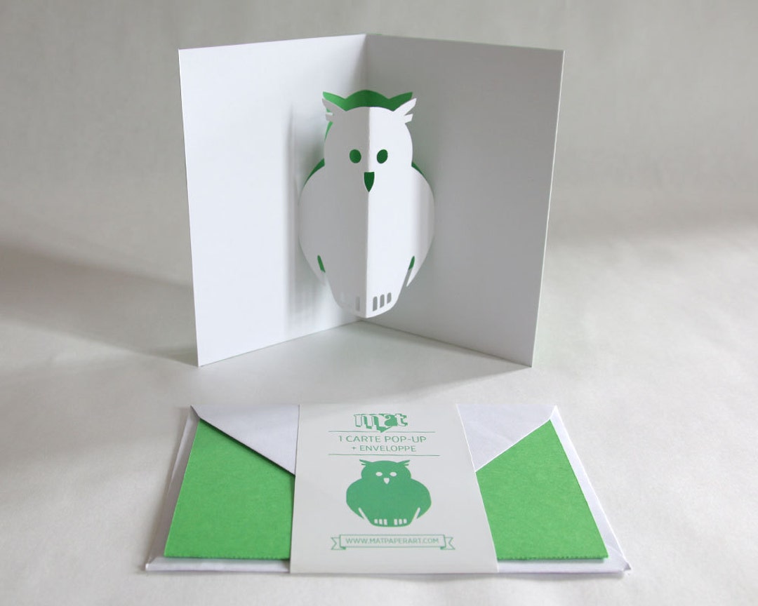 Pop-up Card // Owl Fresh Green // Creative Stationery, Everyday Gift ...