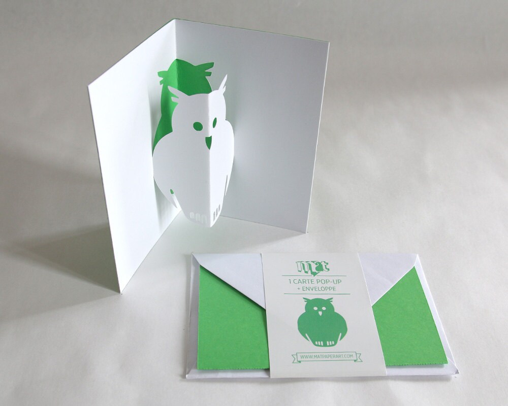 Pop-up Card // Owl Fresh Green // Creative Stationery, Everyday Gift ...