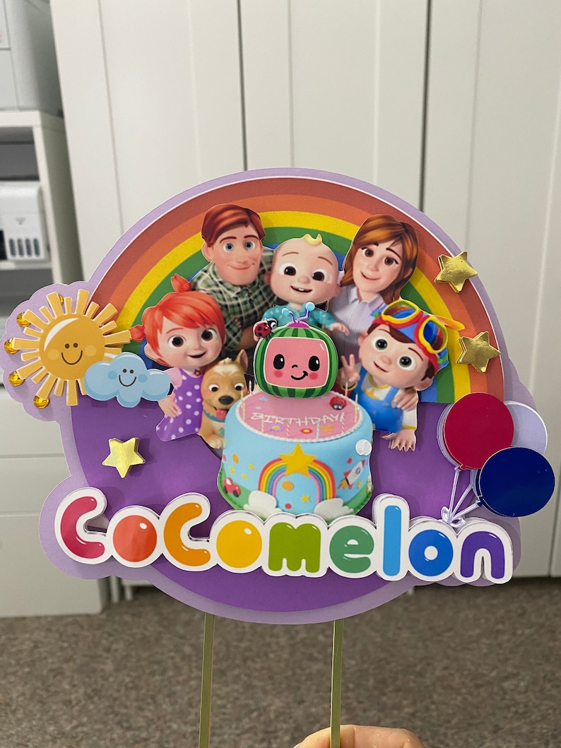 Cocomelon Cake Topper, Custom Party Topper, Colorful Cake Topper ...