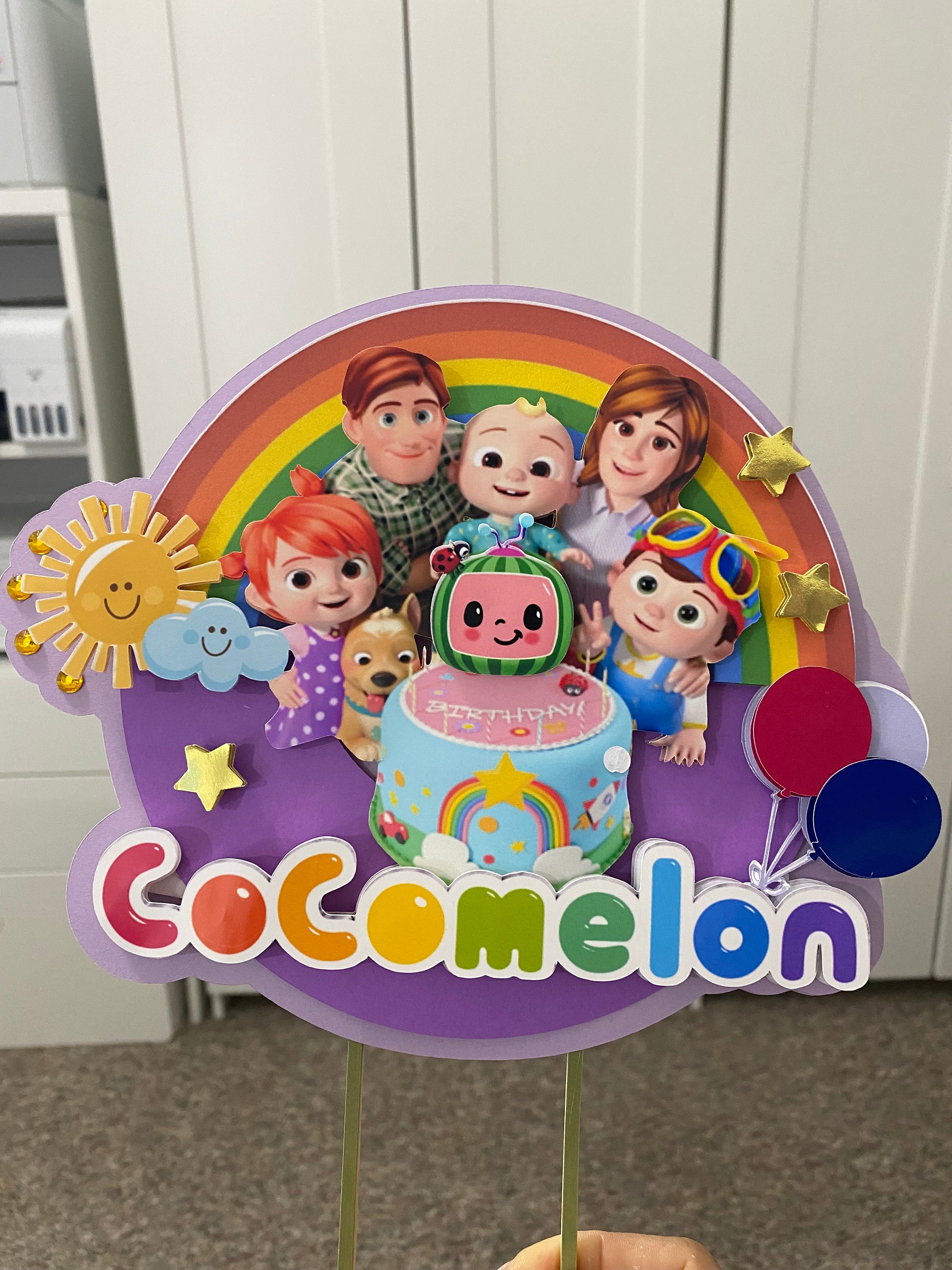 Cocomelon Cake Topper, Custom Party Topper, Colorful Cake Topper ...