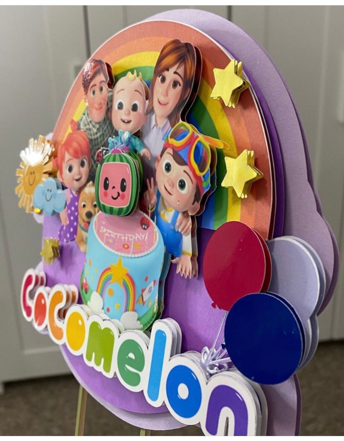 Cocomelon Cake Topper, Custom Party Topper, Colorful Cake Topper ...