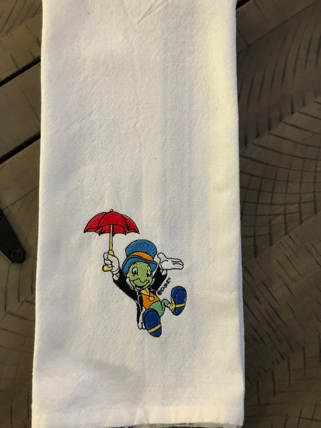 Jiminy Cricket, Tea Towel, Kitchen Towel, Dish Towel, White Spa Hand ...