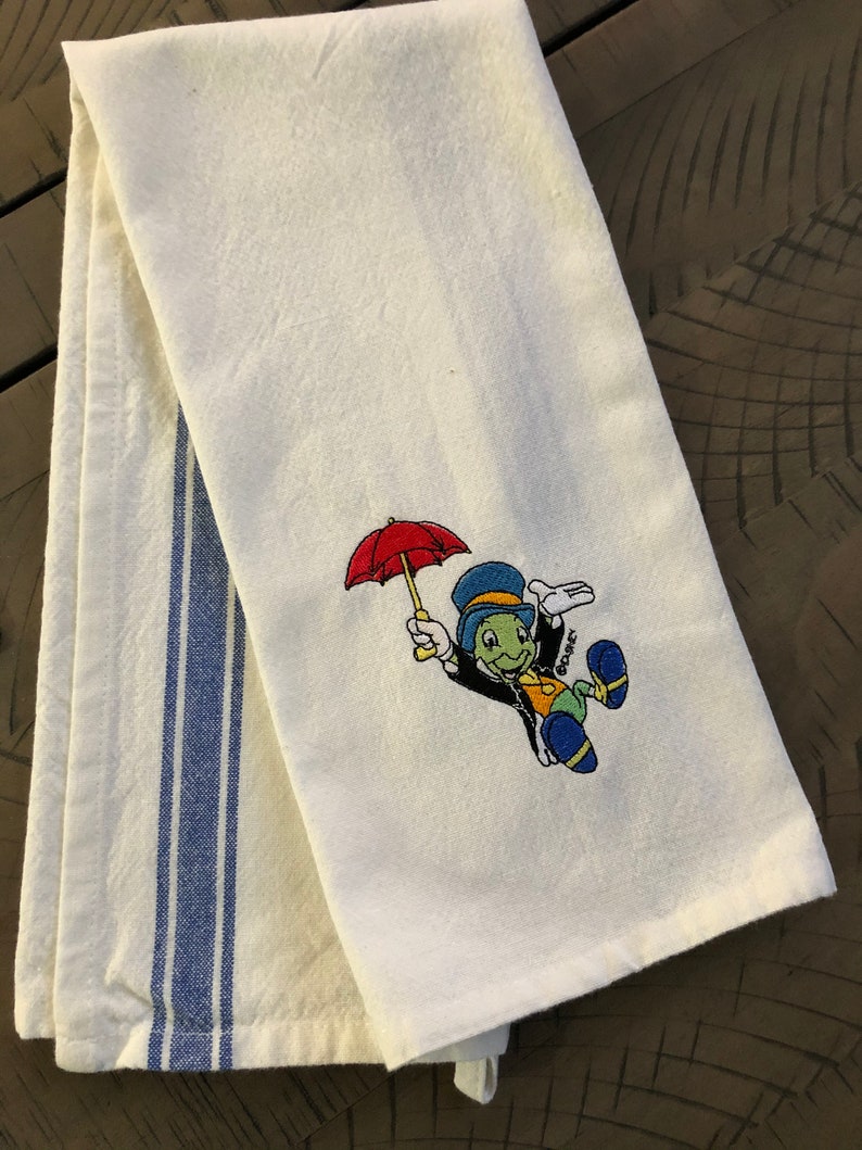 Jiminy Cricket, Tea Towel, Kitchen Towel, Dish Towel, White Spa Hand ...