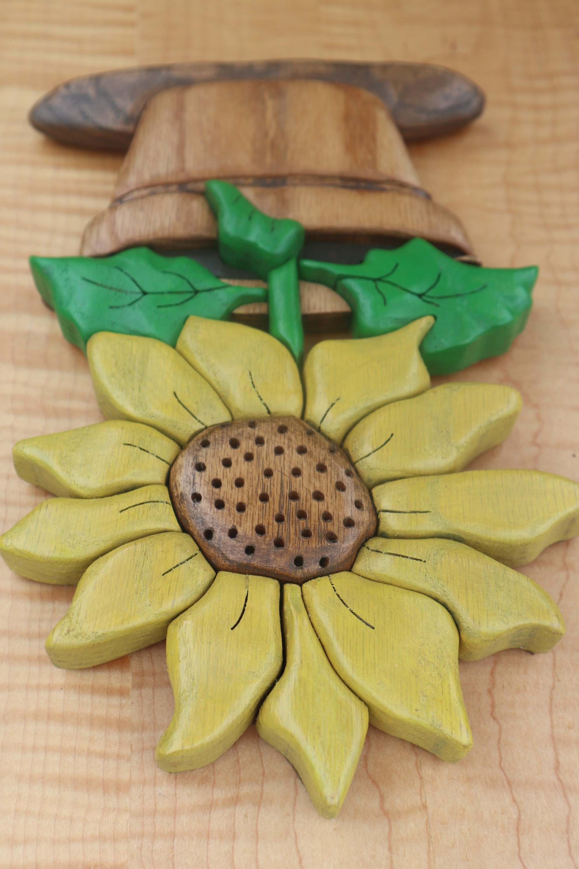 SUNFLOWER INTARSIA Wall Hanging/wall Decor, Intarsia Wooden Art, 3D ...