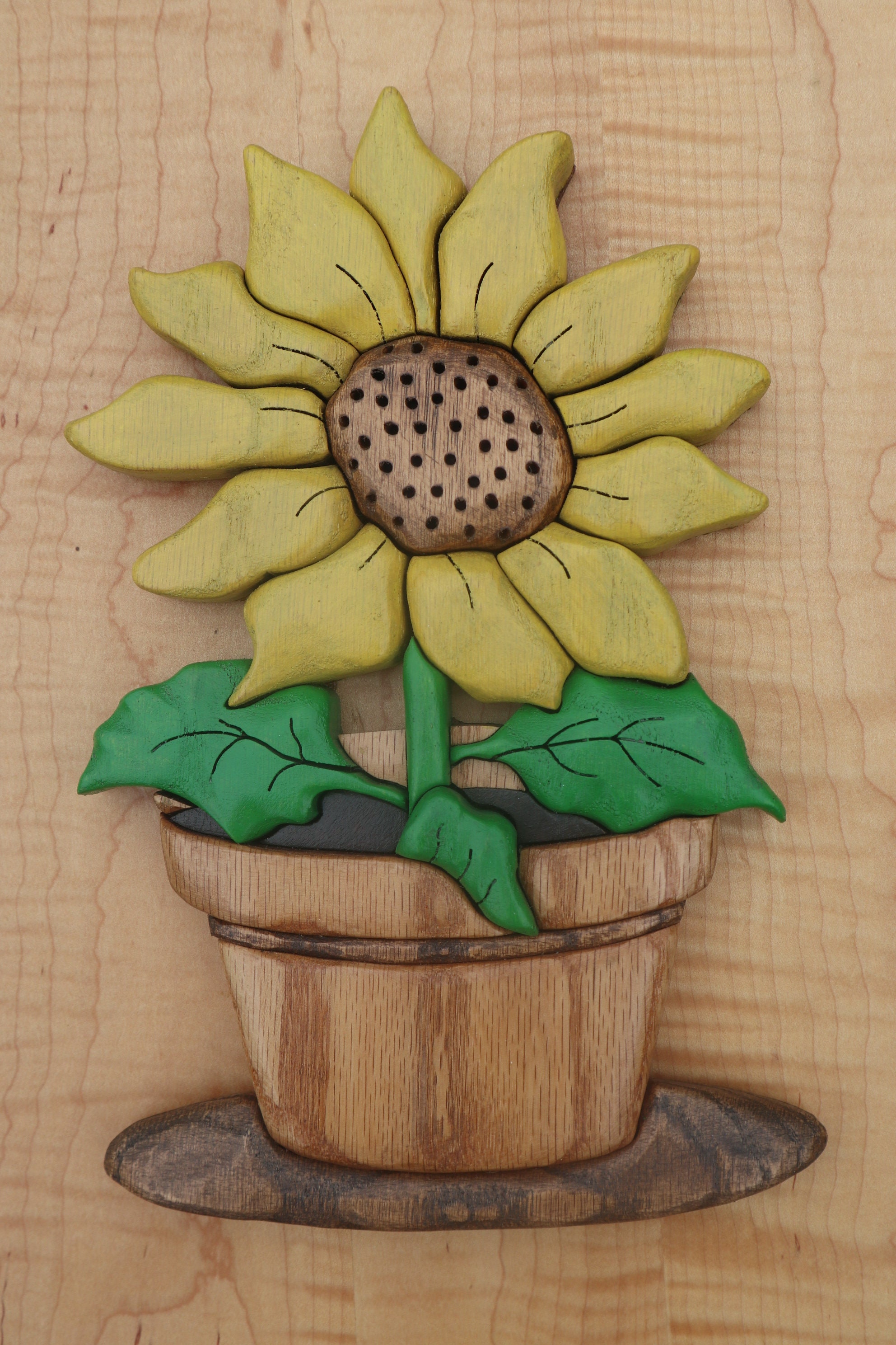SUNFLOWER INTARSIA Wall Hanging/wall Decor, Intarsia Wooden Art, 3D ...