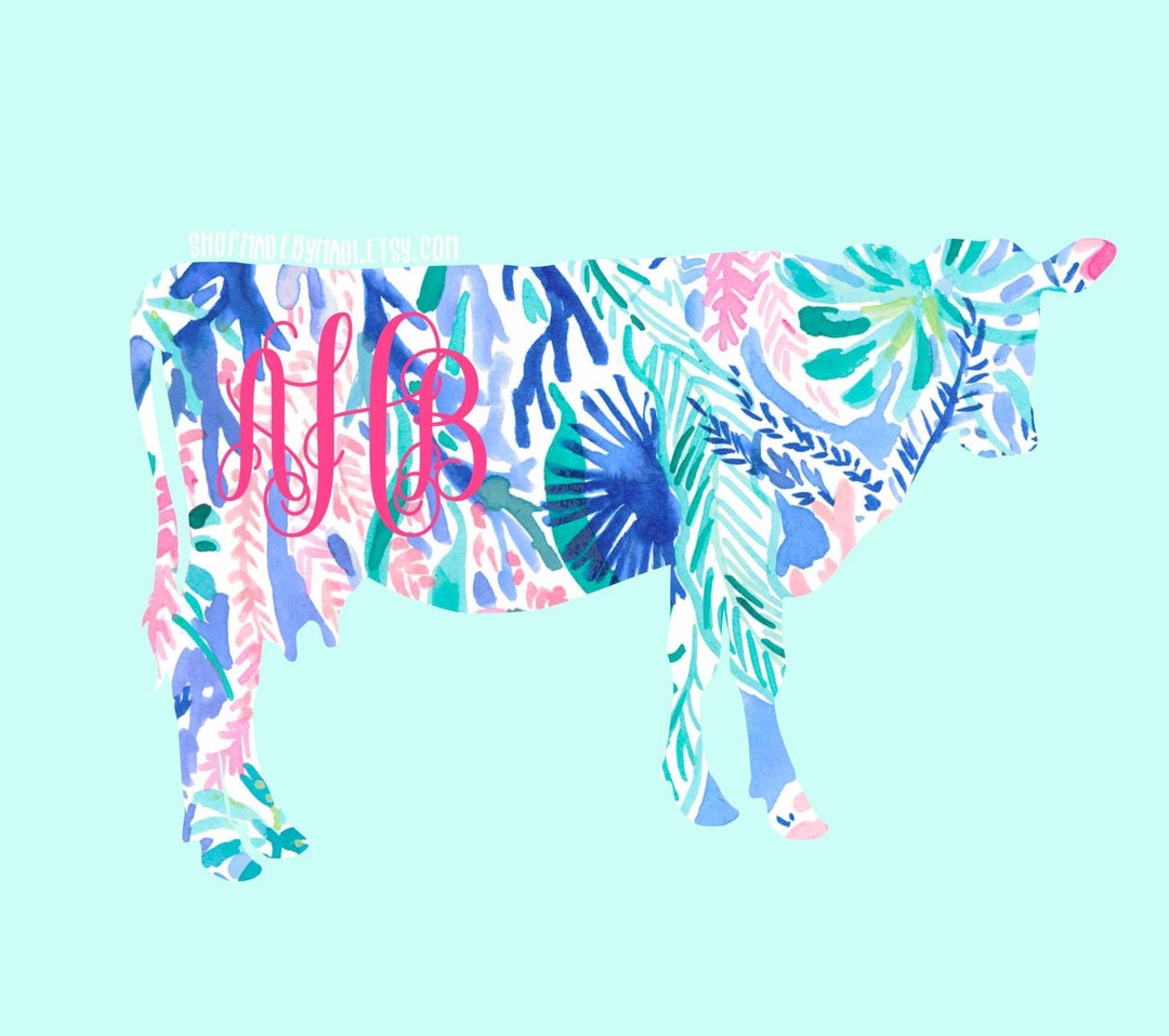 Monogram Cow Decal Monogram Decal Cow Decal Cow Laptop - Etsy